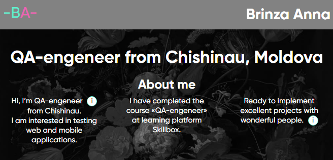 Portfolio Frontend-developer: Brinza Anna